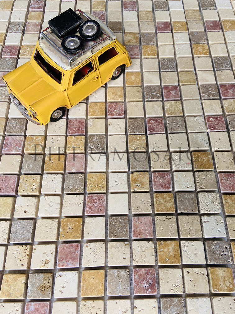 Mix Travertine Tumbled Mosaic Designs | PIETRAMOSAIC | Natural Stone