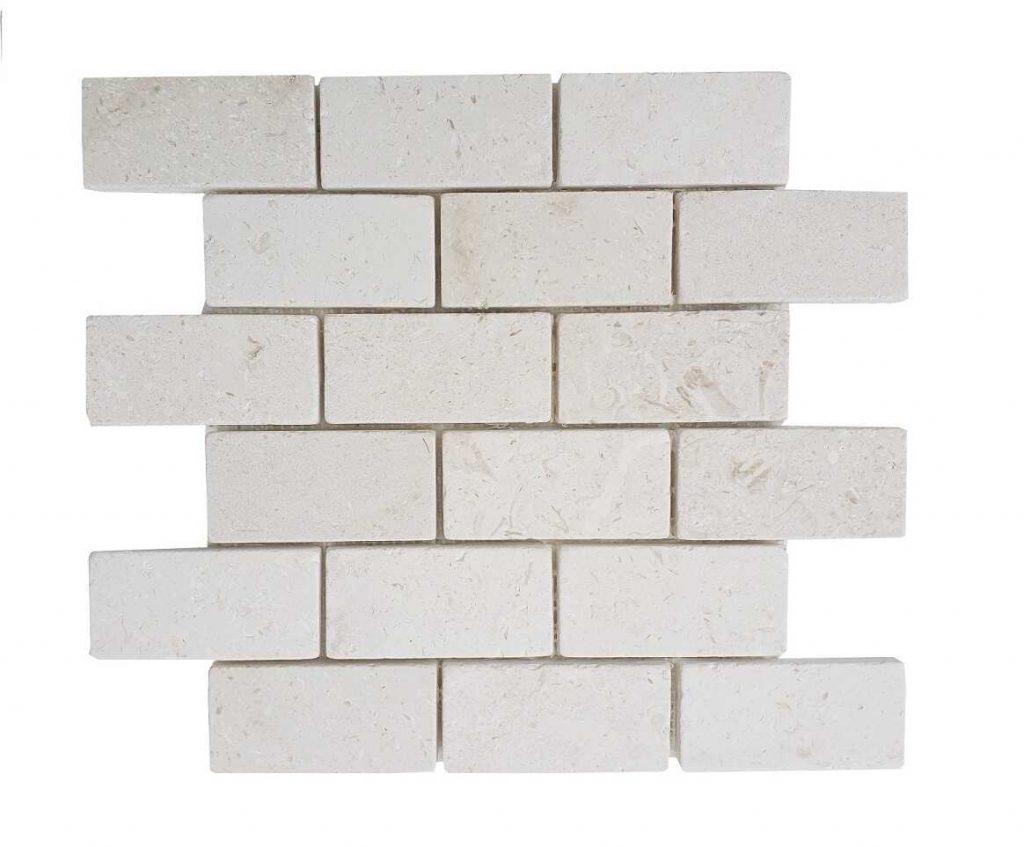 2"x4" Brick Seashell Limestone Tumbled Mosaic | PIETRAMOSAIC | Myra