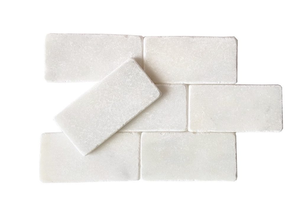3”x6” White Marble Tumbled Tile | PIETRAMOSAIC | Natural Stone Tile